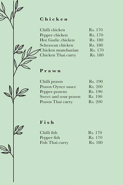 Menu at Darjeeling Cafe, Chennai