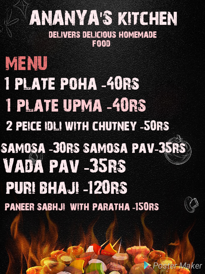 Menu of ANANYA's kitchen, Sakinaka, Mumbai