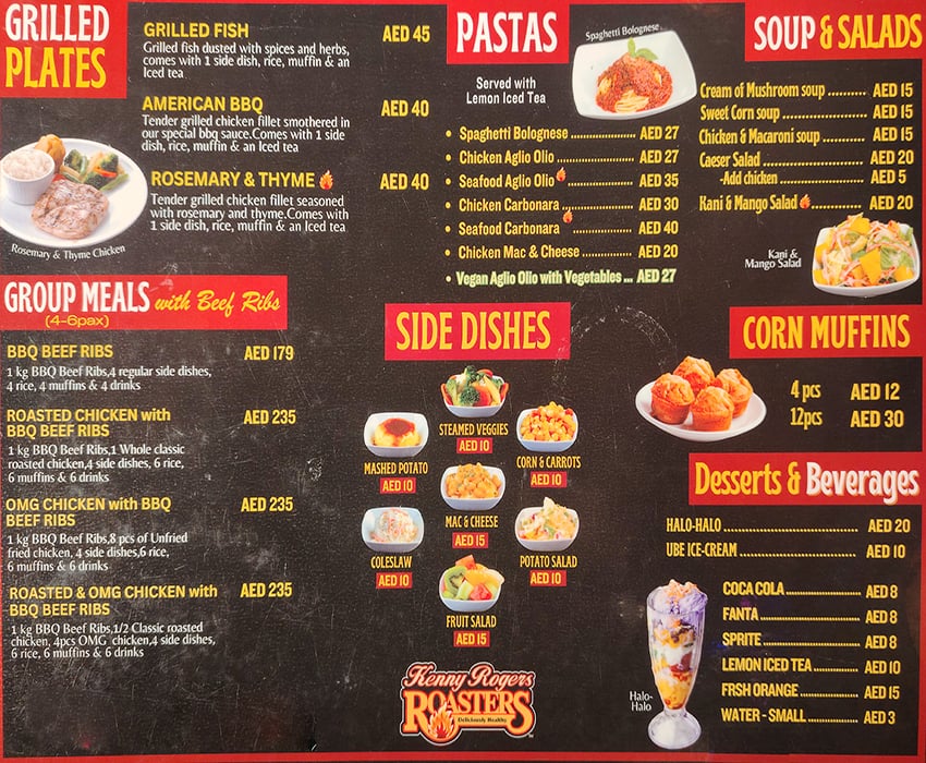 Kenny Rogers Menu