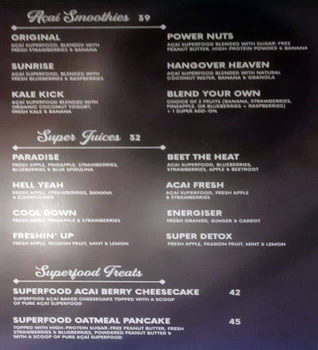 Menu of Acai Berry, Mirdif, Dubai