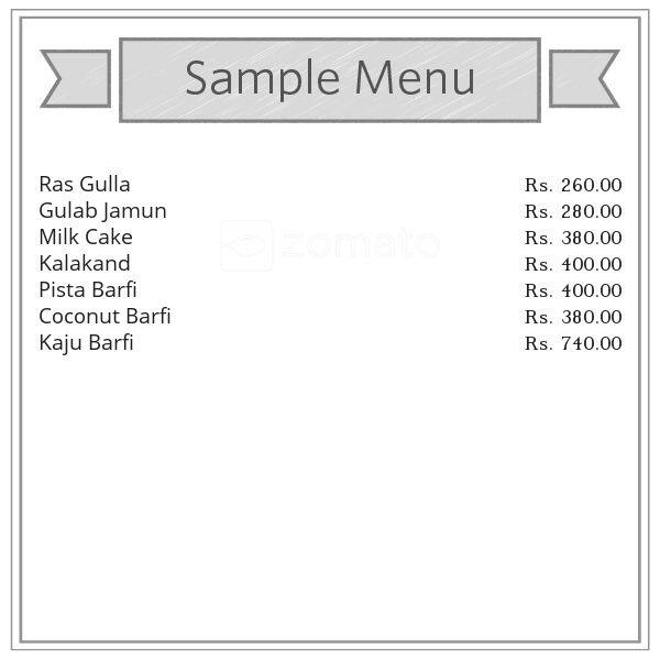 Menu at Grover Mithaivala, New Delhi, BP-24