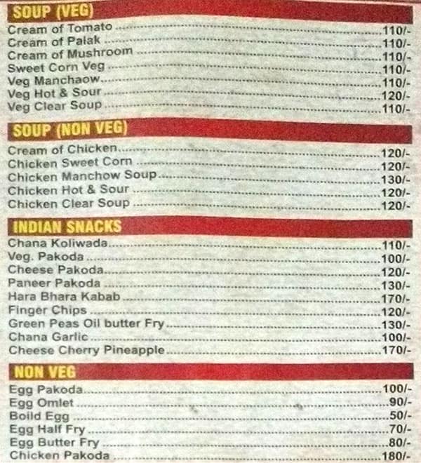 Menu at Sagar Restaurant And Bar, Mumbai, ADS Marg