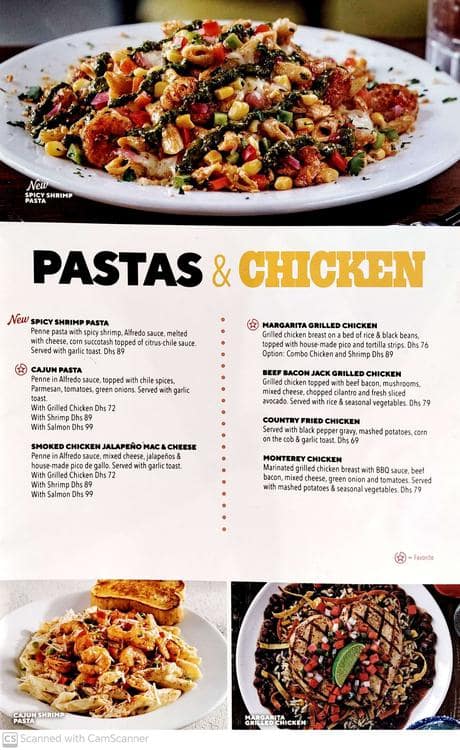 Menu of Chili's, Al Nasseriya, Sharjah