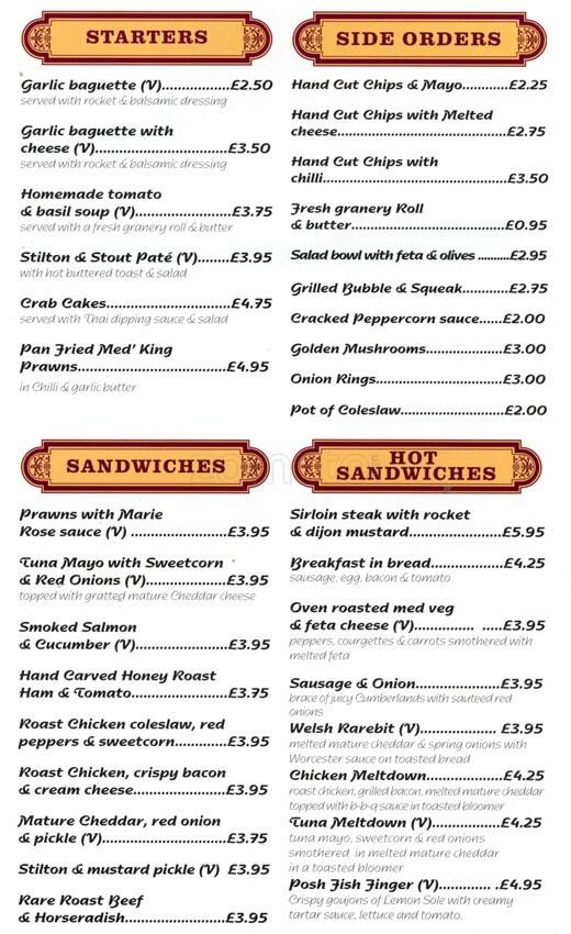 Menu at The George pub & bar, London, 114 Glengall Grove