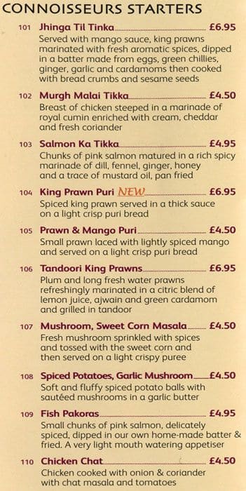 Menu at Surrey Palace restaurant, Epsom, 181 Kingston Rd