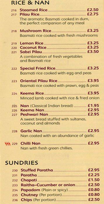 Menu at Surrey Palace restaurant, Epsom, 181 Kingston Rd