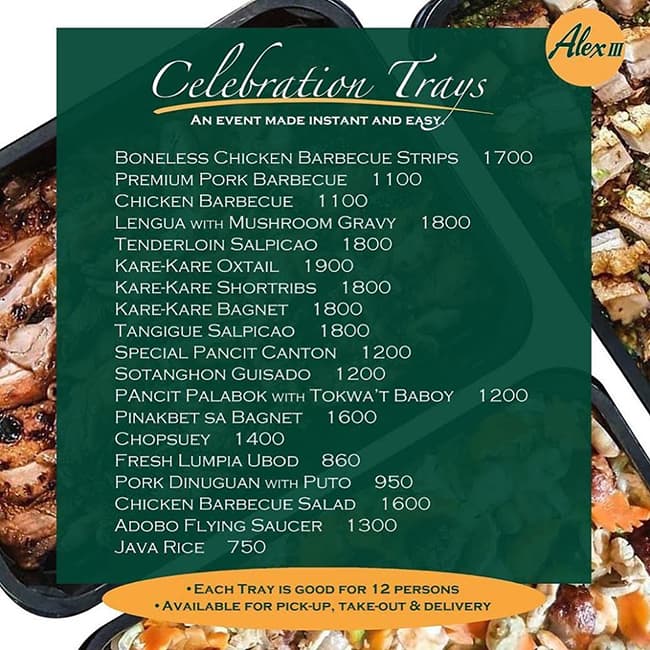 Menu at Alex III restaurant, San Juan, Wilson