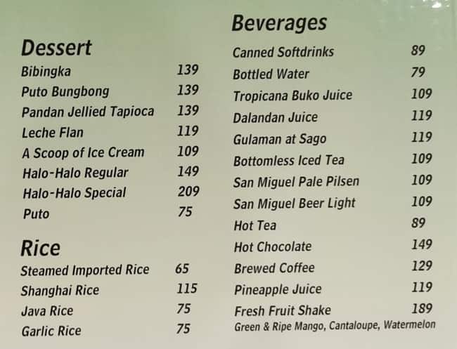 Menu at Alex III Matalino Street restaurant, Quezon City, 29 Matalino St