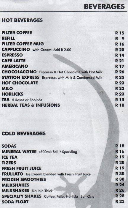Menu at Cafe Ambrosia, Boksburg, Corner of North Rand & Kirschner Road