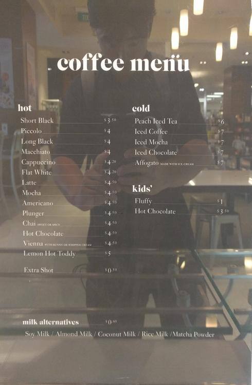 Menu at Bite Cafe, Auckland