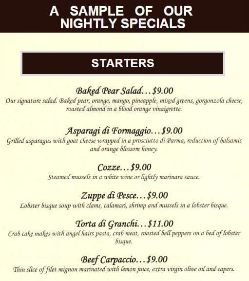 Menu at Da Vinci Ristorante Italiano pub & bar, Katy
