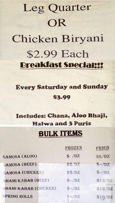 Menu at Taste of Pakistan restaurant, Euless