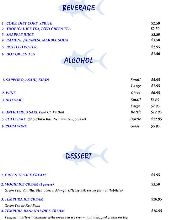 Menu at Goleta Sushi House restaurant, Goleta