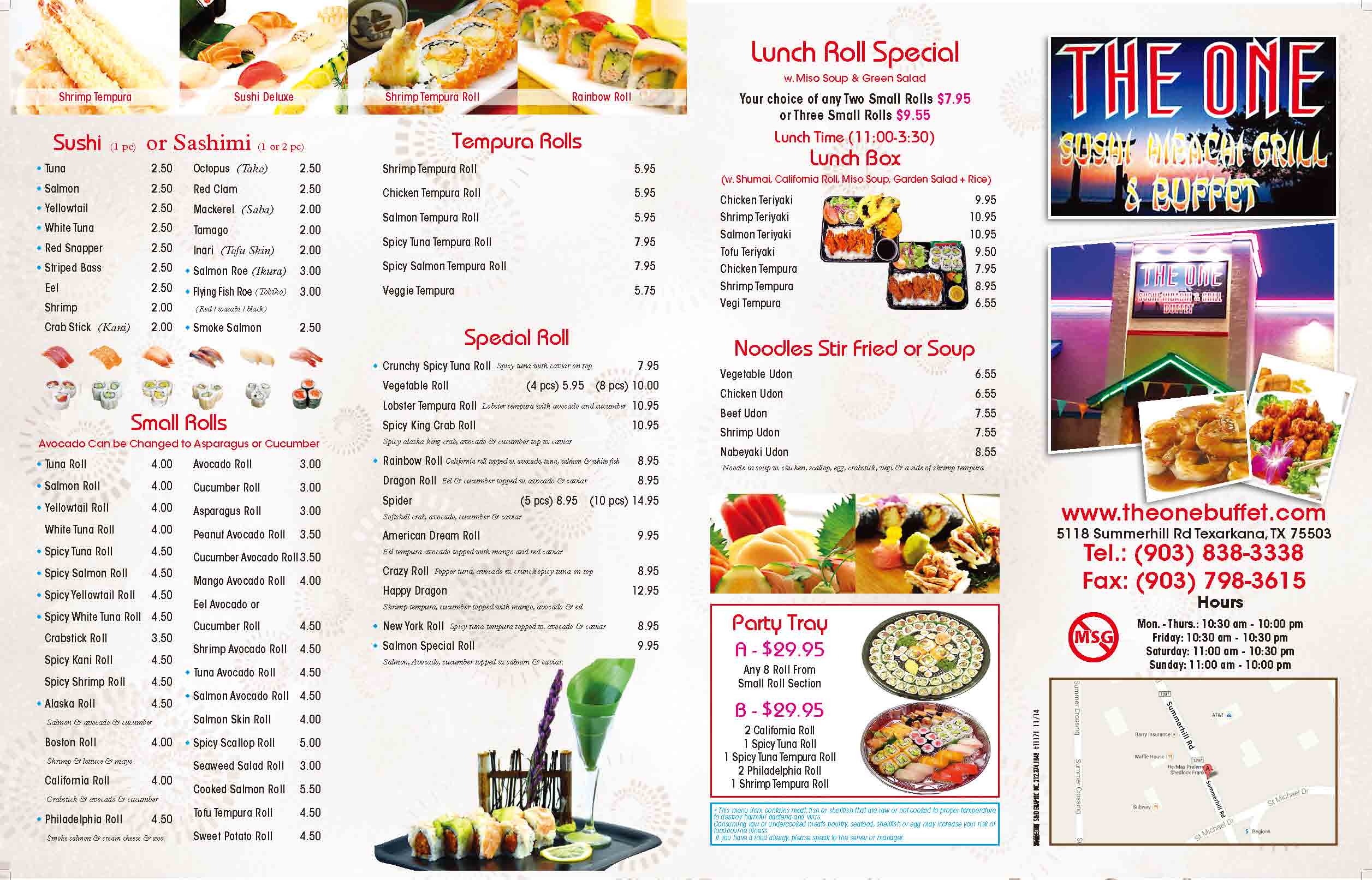 Menu at The One Buffet restaurant, Texarkana