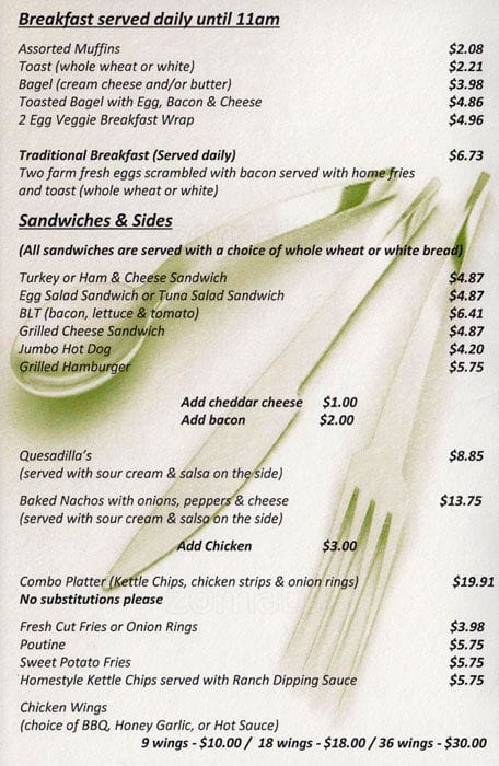 Menu at The Meadows Restaurant - The Meadows Golf & Country Club, Ottawa