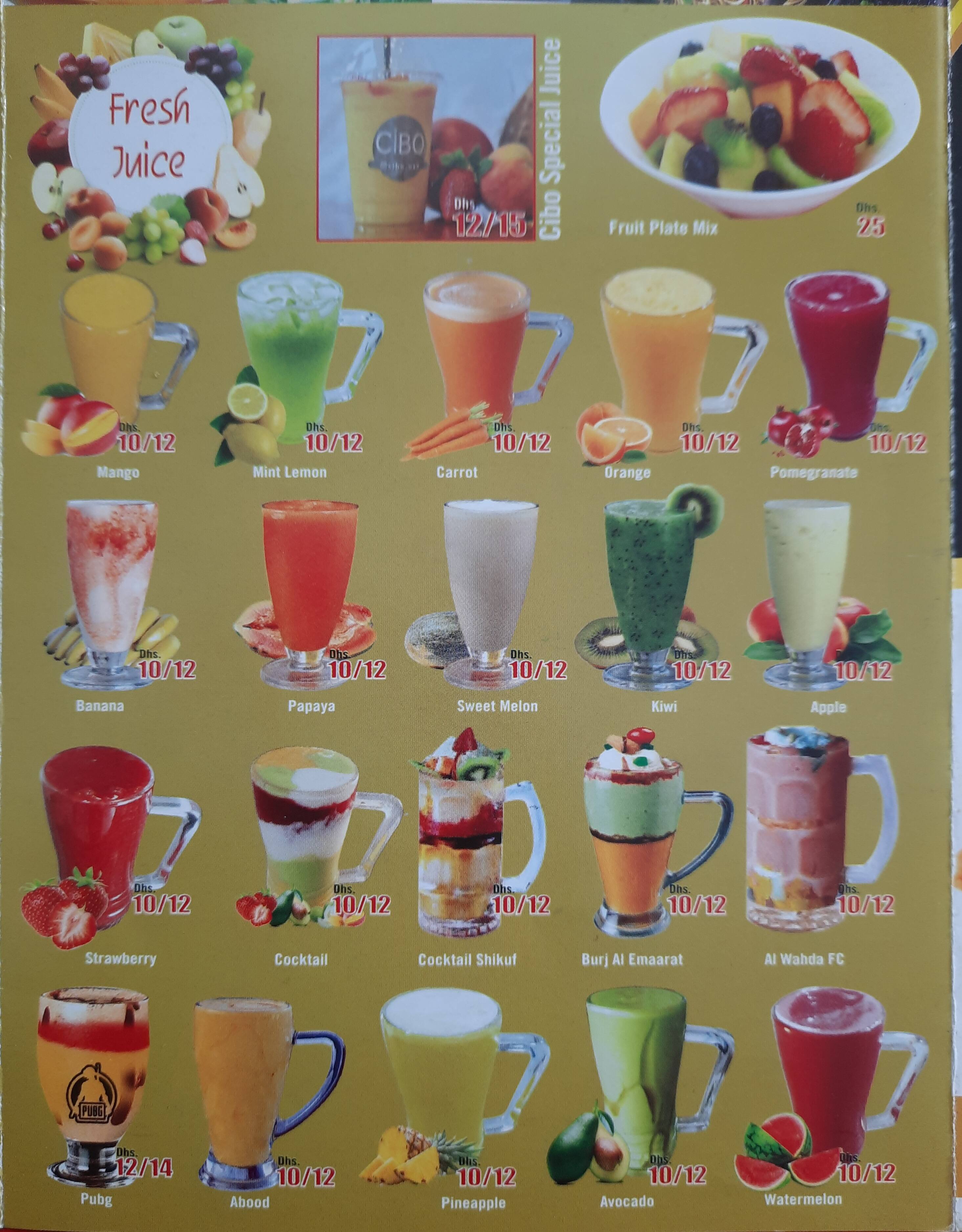 Menu at Cibo Diet RESTAURANT, Abu Dhabi, Al Zaʹamah St