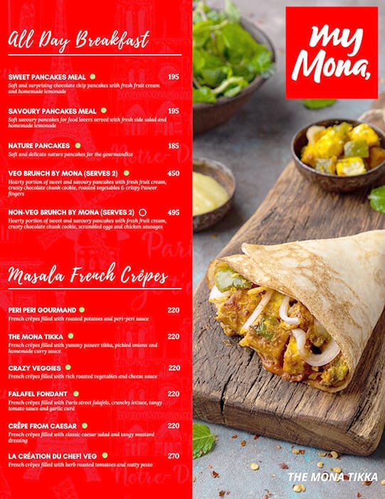 Menu of My Mona, Sikandarpur, Gurgaon