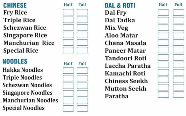 Menu of KGN Rehmaniya And Irani Tea, Sion, Mumbai