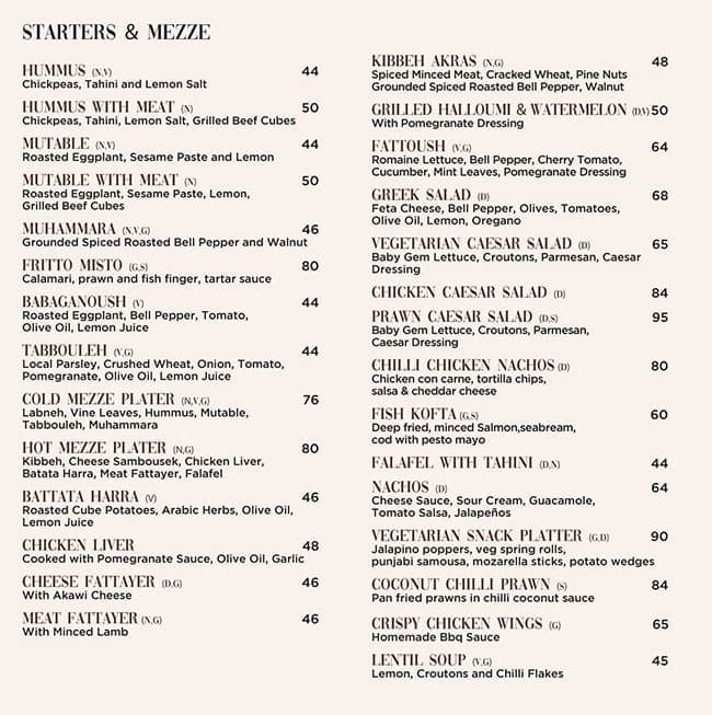 Menu at QD's restaurant, Dubai, Dubai Creek Resort