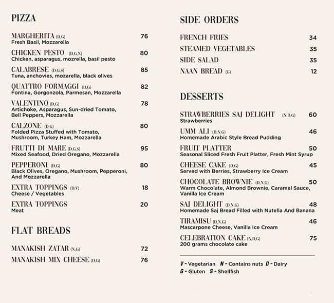 Menu at QD's restaurant, Dubai, Dubai Creek Resort