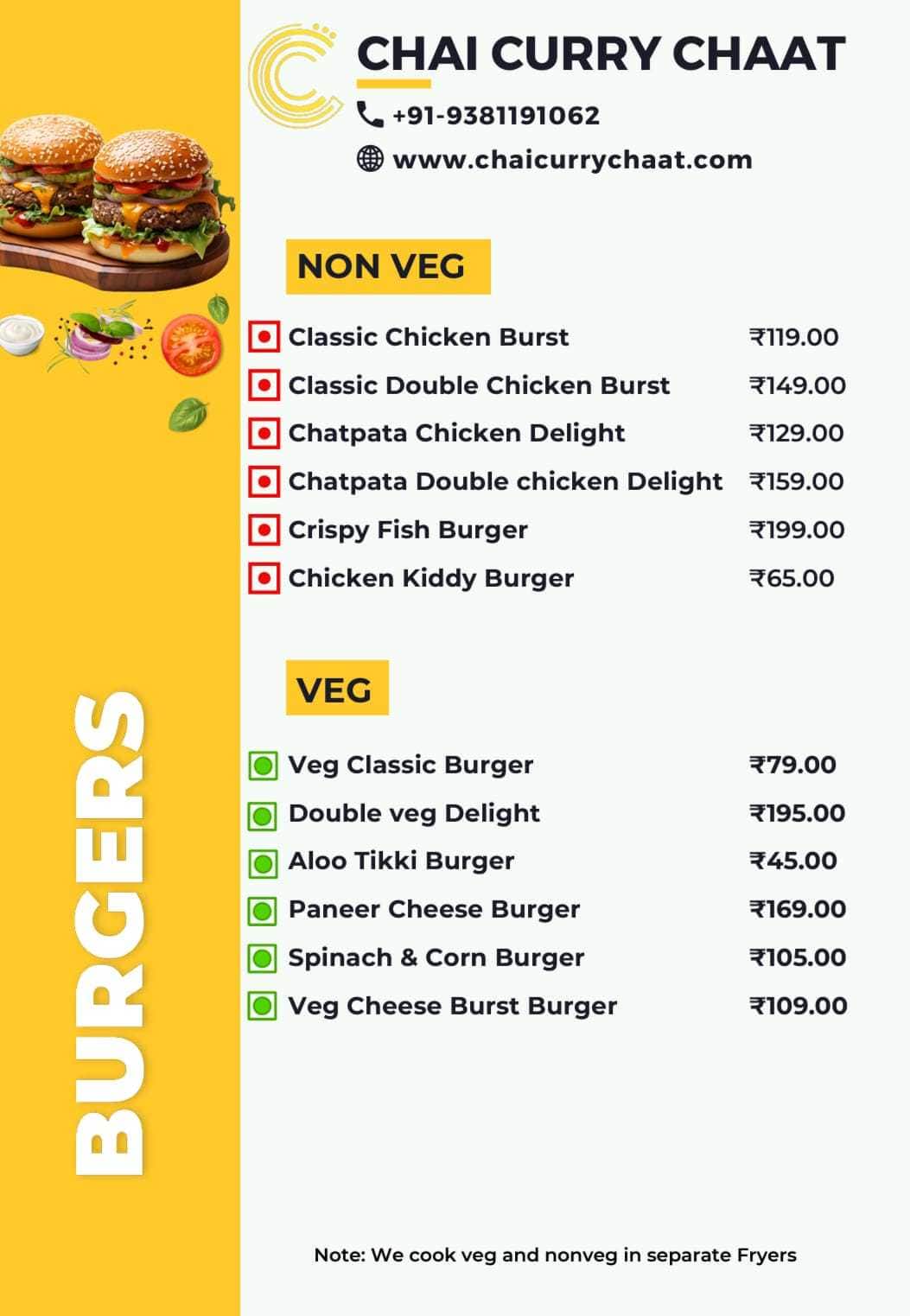 Menu of Chai Curry Chaat, JP Nagar, Bangalore