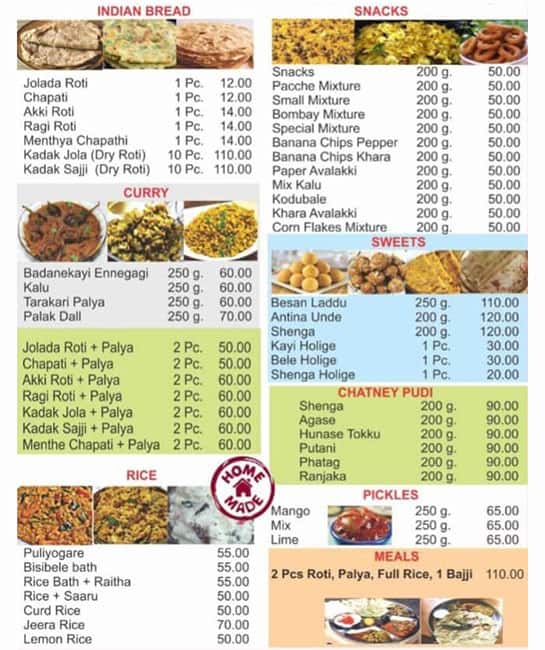 Menu of Uttara Karnataka Jolada Rotti Mattu Chapati Angadi, Jayanagar ...