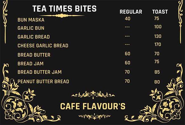 Menu of Cafe Flavours, Chembur, Mumbai