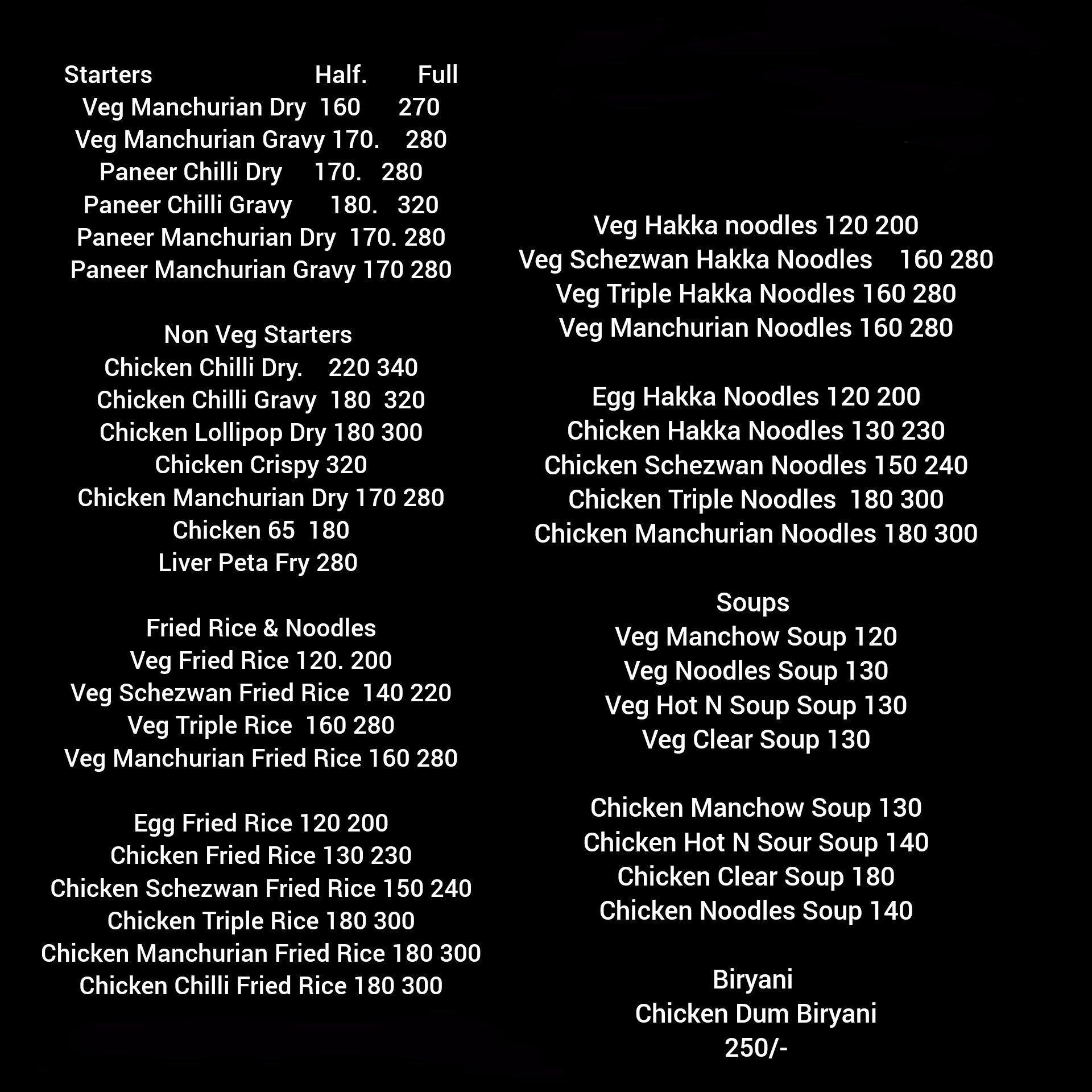 Menu of Chinese & Briyani Corner, Nerul, Navi Mumbai