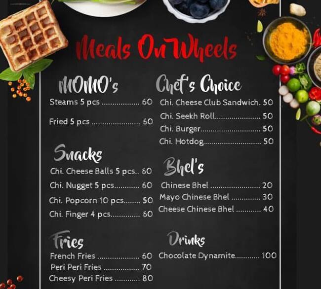 Menu of Meals On Wheels, Mahim, Mumbai