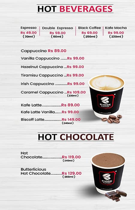 Menu of Kiosk Kaffee, Dhankawadi, Pune