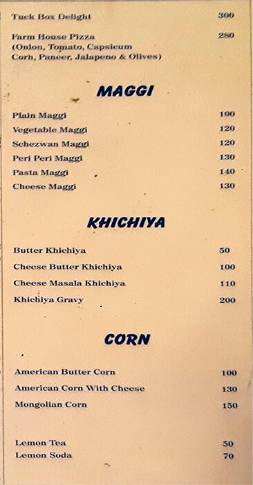 Menu at The tuck box, Mumbai, 11