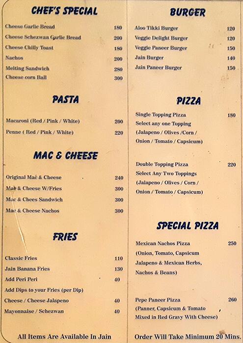 Menu at The tuck box, Mumbai, 11