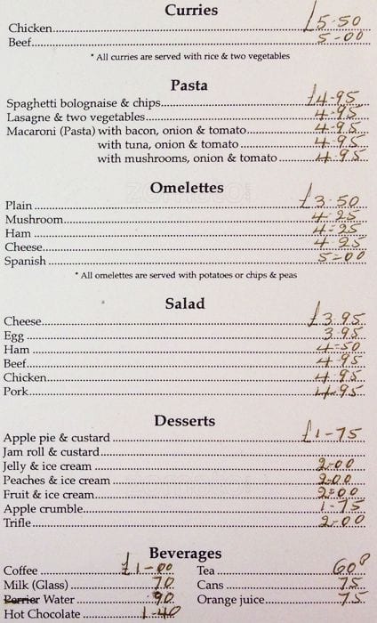 Menu at New Atlas Cafe, London, New