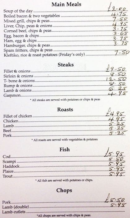 Menu at New Atlas Cafe, London, New