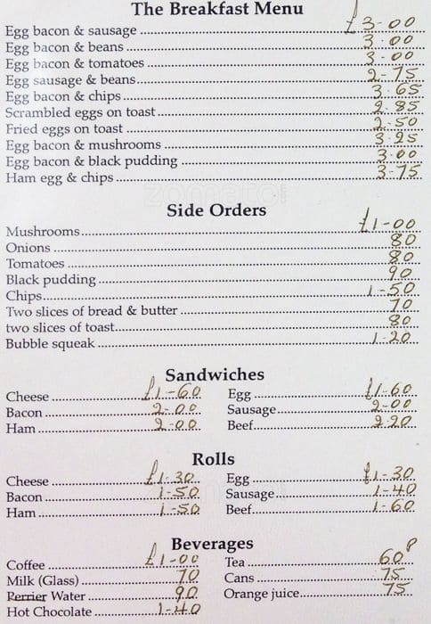 Menu at New Atlas Cafe, London, New