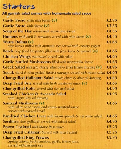 Menu at Blue And Orange Restaurant, Thornton Heath