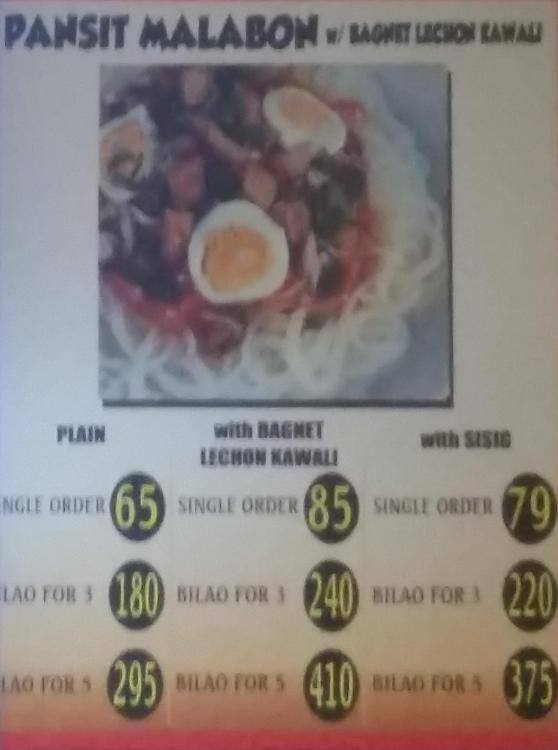 Menu at Pares Hauz restaurant, Mandaluyong
