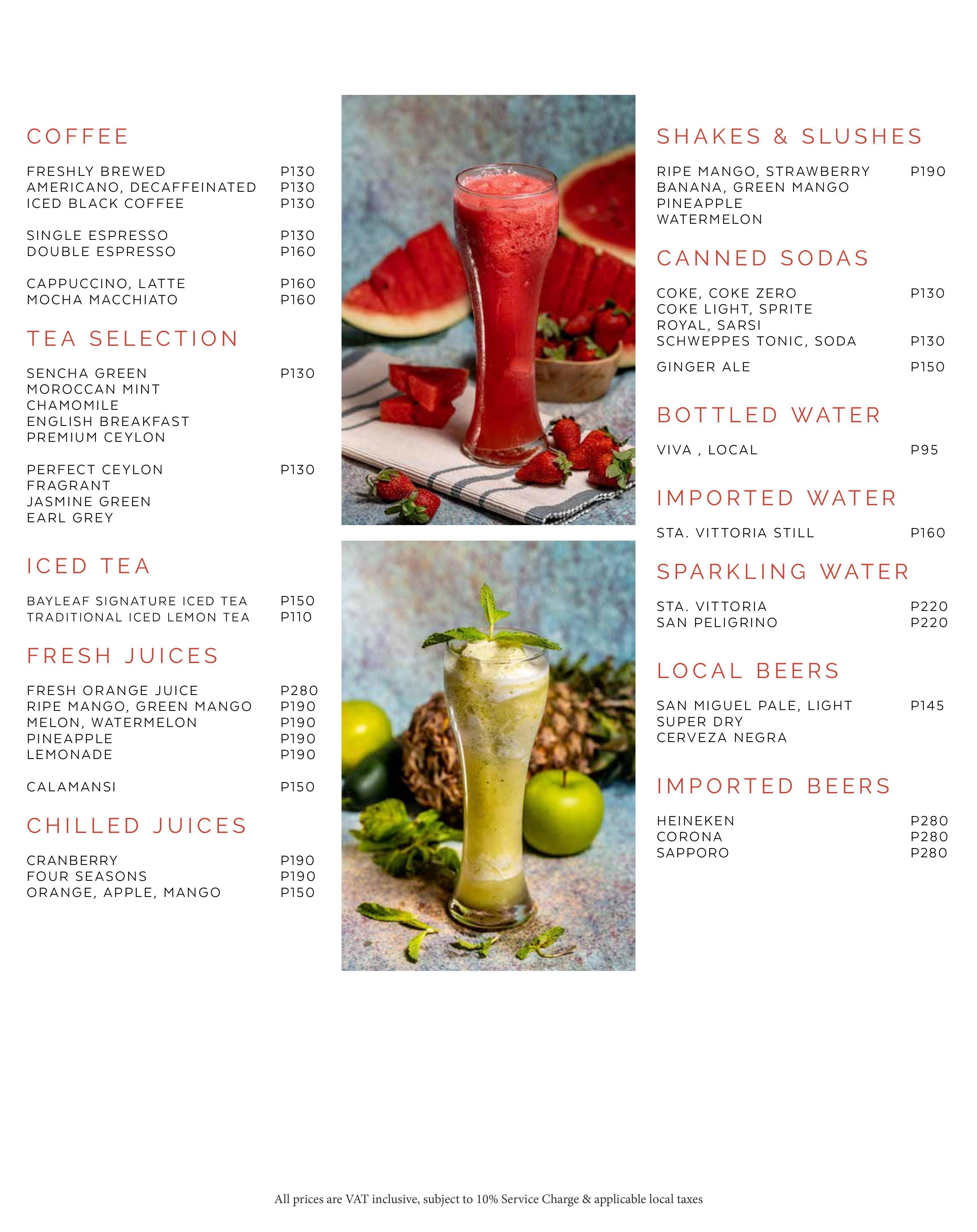 Menu at Sky Deck View Bar, Manila