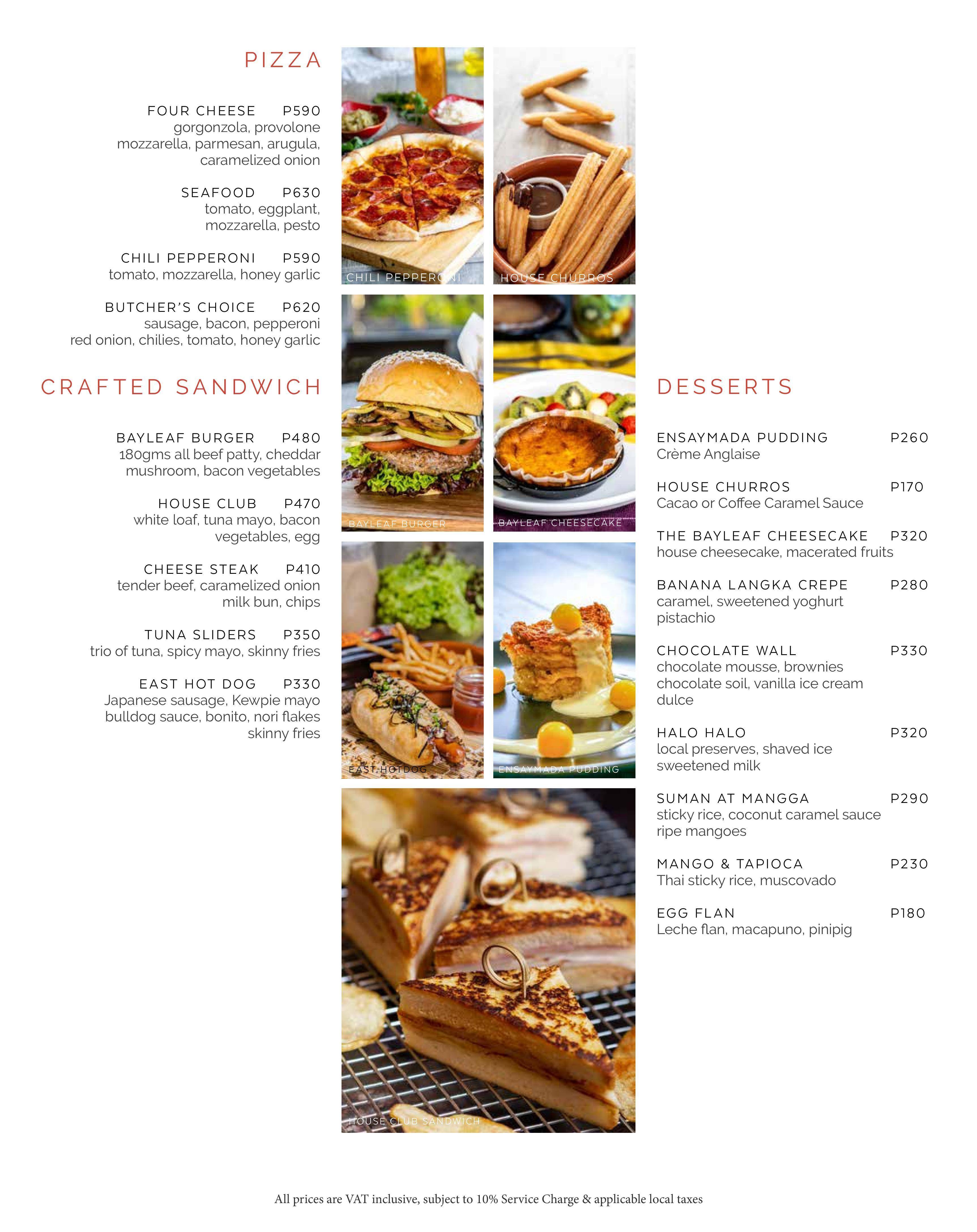 Menu at Sky Deck View Bar, Manila