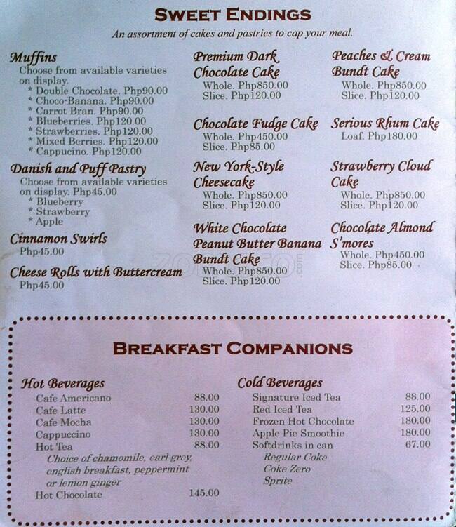 Menu at Harina Artisan Bakery, Quezon City