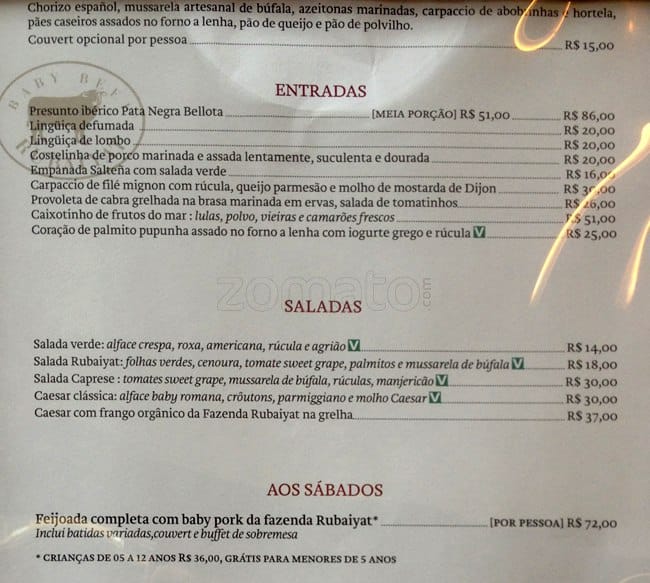 Menu em Rubaiyat Brasília BBQ, Brasília, 1 Esportivo Sul