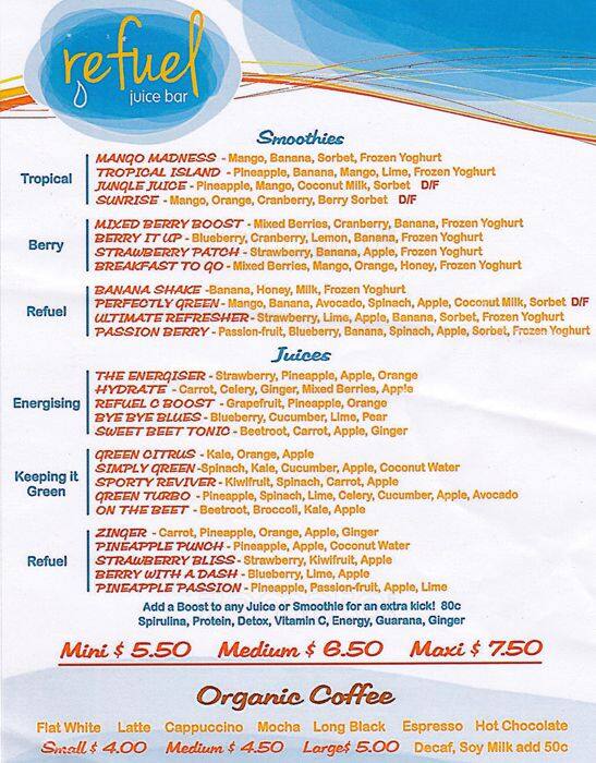 Menu at Refuel pub & bar, Pukekohe East, Corner Queen and Wesley Street