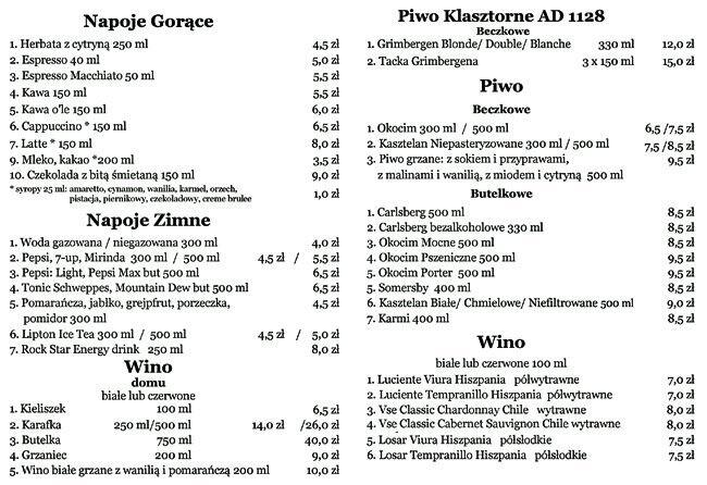 Menu at Manekin desserts, Warsaw, plac Konstytucji 5