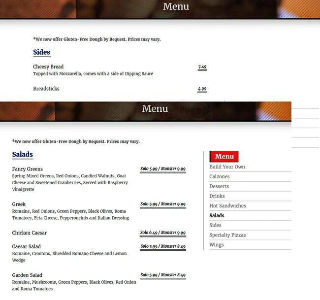 Menu at Pudge Brothers Pizza pizzeria, Seattle