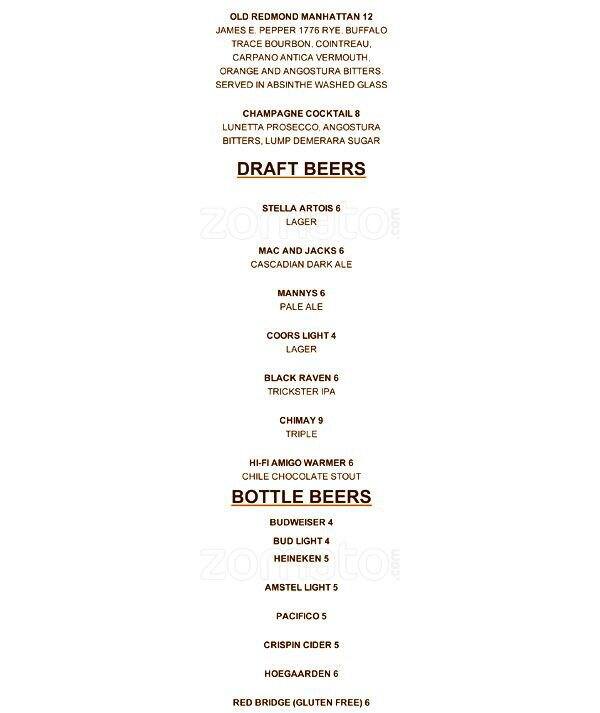 Menu at Prime Steakhouse Redmond, Redmond