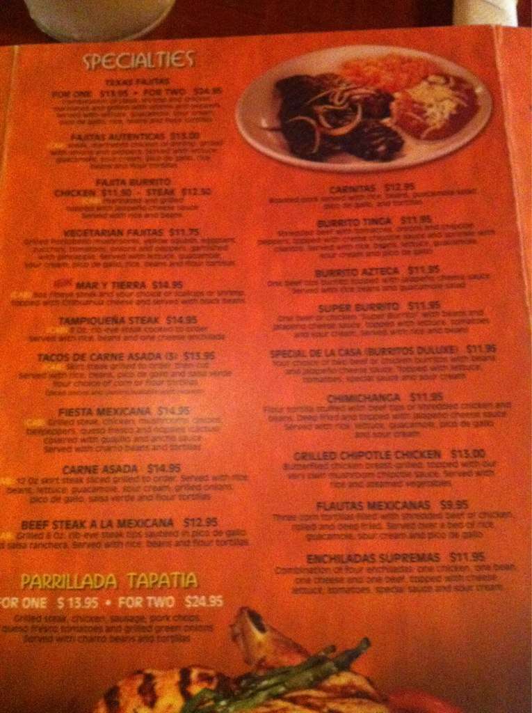 Carta del pub y bar El Azteca, Atlanta, Dunwoody Village Pkwy