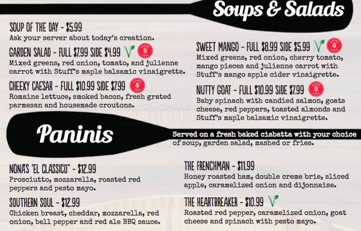 Menu at Canoe & Paddle pub & bar, Lakefield