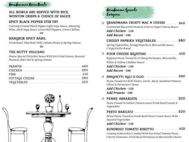 Menu at Grandmama's Cafe, Mumbai, High Street Phoenix
