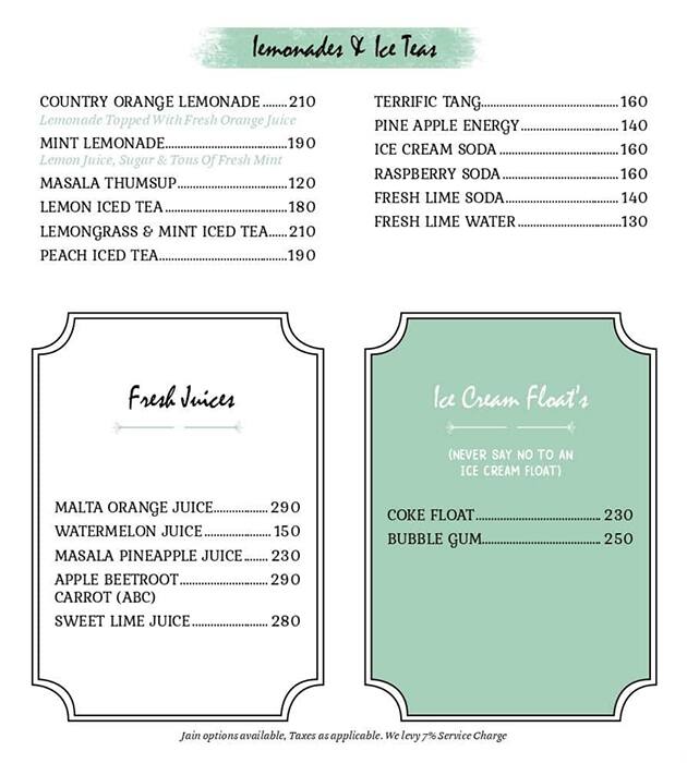 Menu at Grandmama's Cafe Juhu, Mumbai