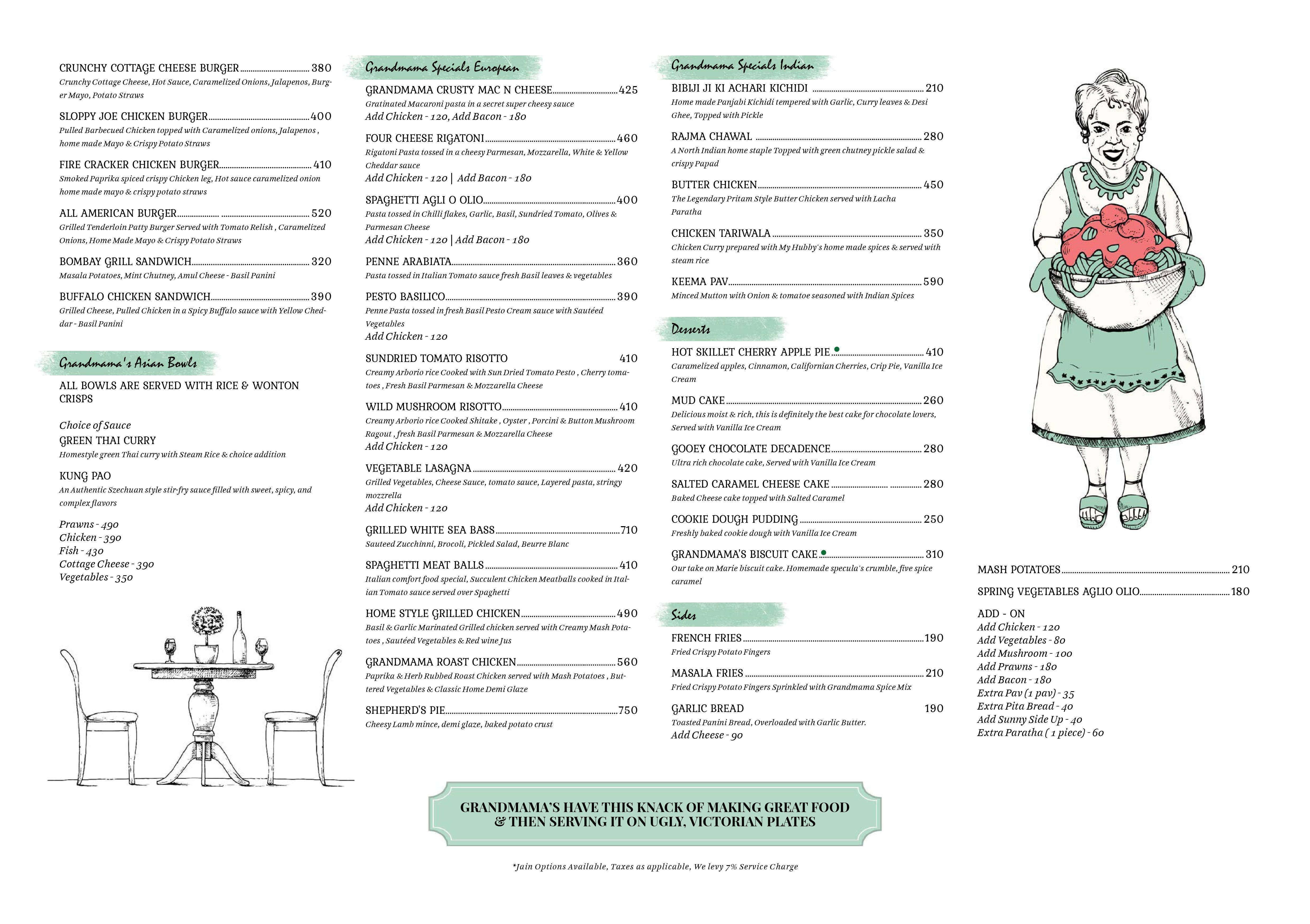 Menu at Grandmama's Cafe, Mumbai, High Street Phoenix